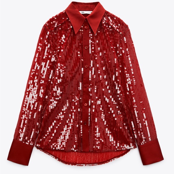 Zara | Tops | Zara Sequin Shirt | Poshmark